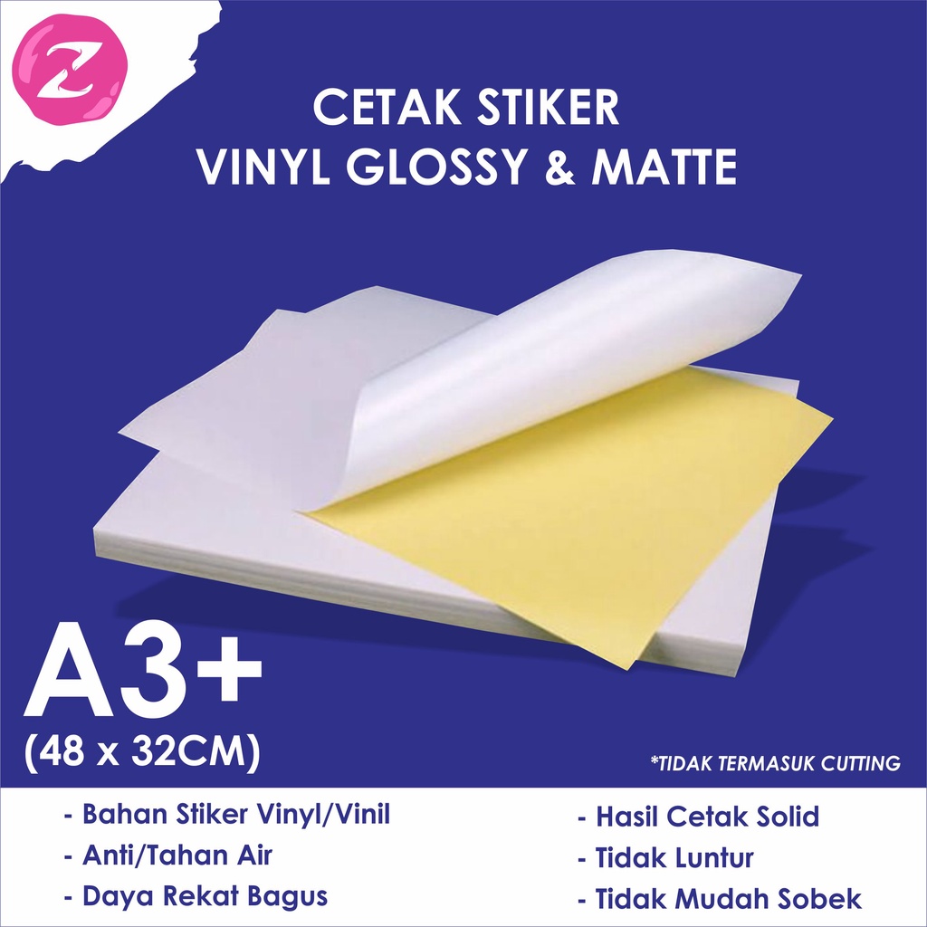 Jual Cetak Sticker Vinyl/Vinil Glossy & Matte Lembaran A3+ (320mm x ...