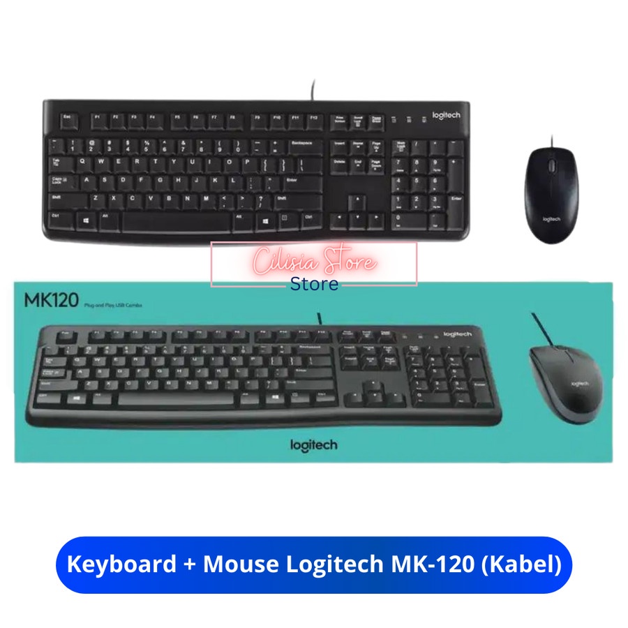 Jual Keyboard + Mouse Logitech Mk120 Plug and Play USB Combo Kabel ...