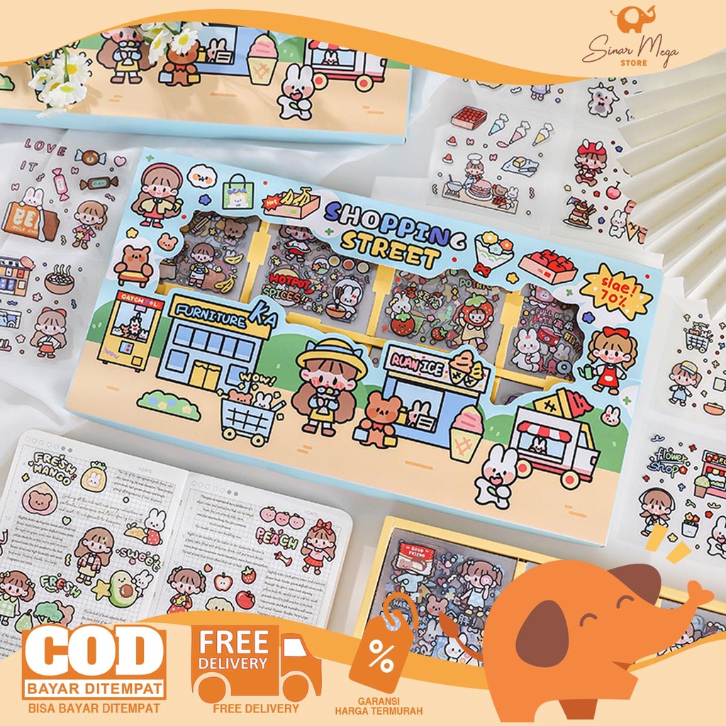 Jual Cute Shopping Street Deco Stickers Collection Box Set / Sticker ...
