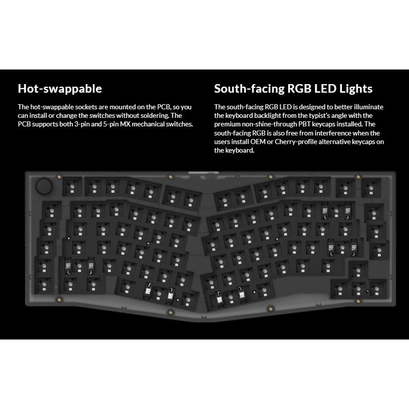 Jual Keychron V10 (Alice Layout) QMK Barebone Knob Custom Mechanical ...