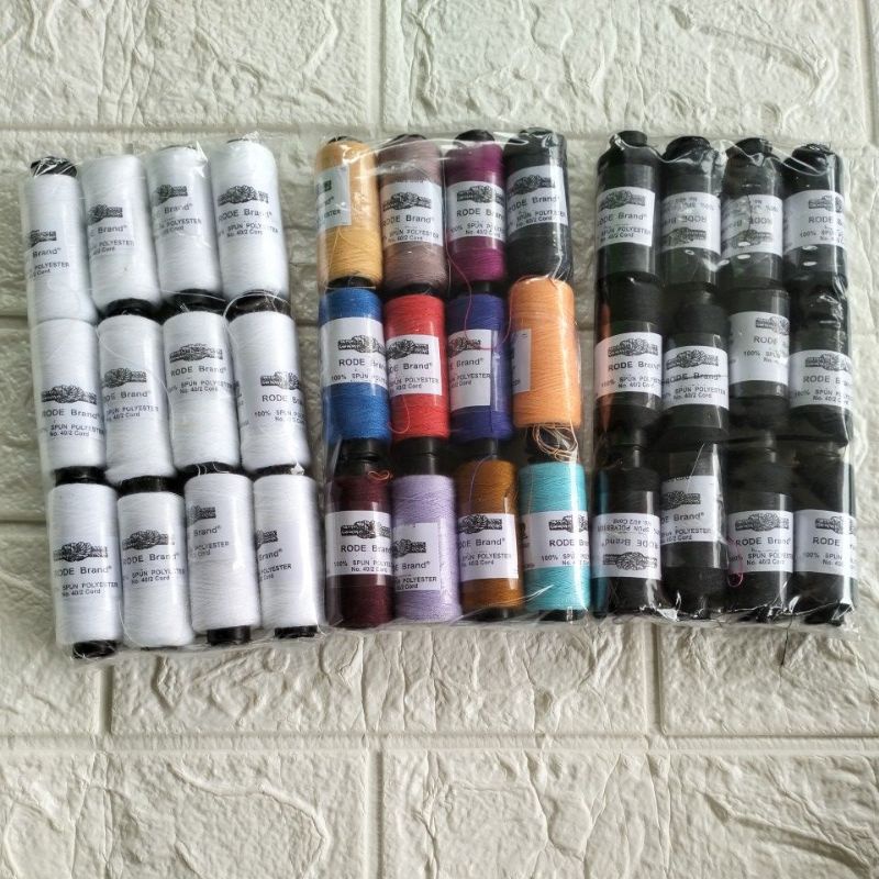 Jual (12pcs) Benang Jahit Hitam/Benang Jahit Putih/Benang Jahit Warna ...