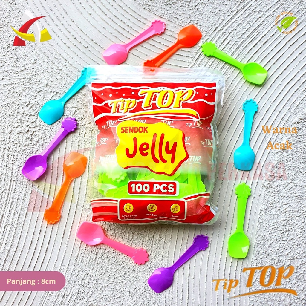Jual Sendok Jelly Tip Top Warna / Sendok Puding Eskrim Plastik 100Pcs ...