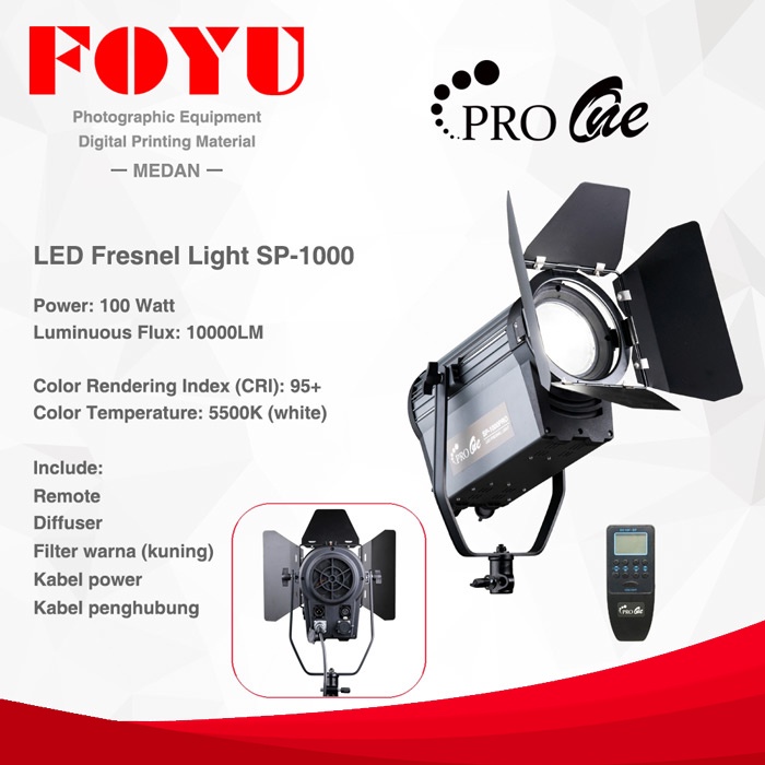 Jual Professional LED Fresnel Light With Remote Controller Pro One SP-1000 | Shopee Indonesia