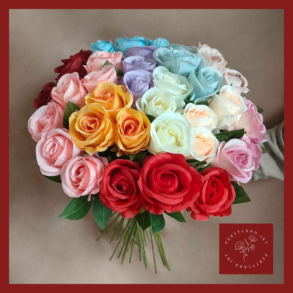 Jual Artificial Rose Bunga Mawar Palsu Single Rose Dekorasi Hias Buket ...