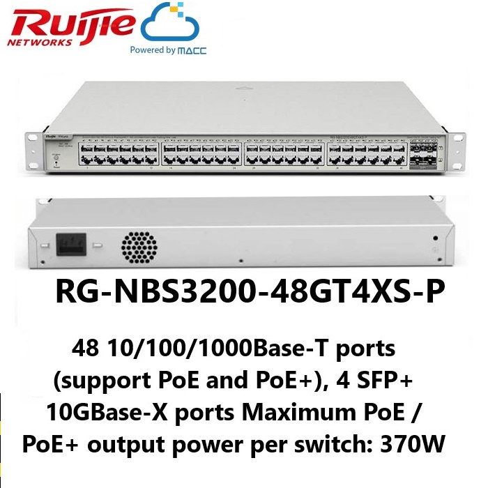 Jual Ruijie RG-NBS3200-48GT4XS-P 48 Port PoE+ 4SFP+ L2 10G Switch ...