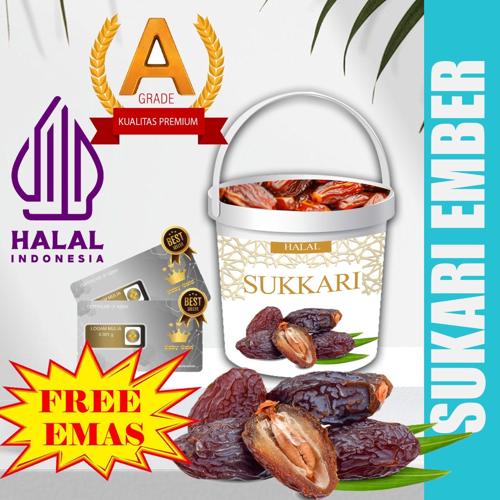 Jual Kurma SUKARI EMBER 850gr Kemasan 1kg ORIGINAL SUPER PREMIUM Free ...