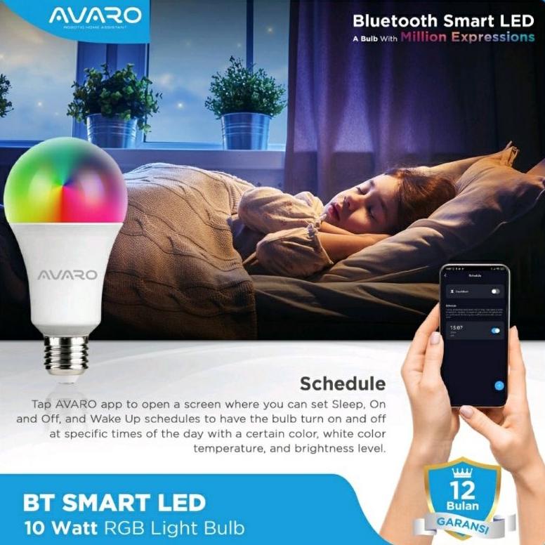 Jual Avaro Smart LED Bulb RGB+WW 10W Smart Light Bluetooth IOT For Home ...