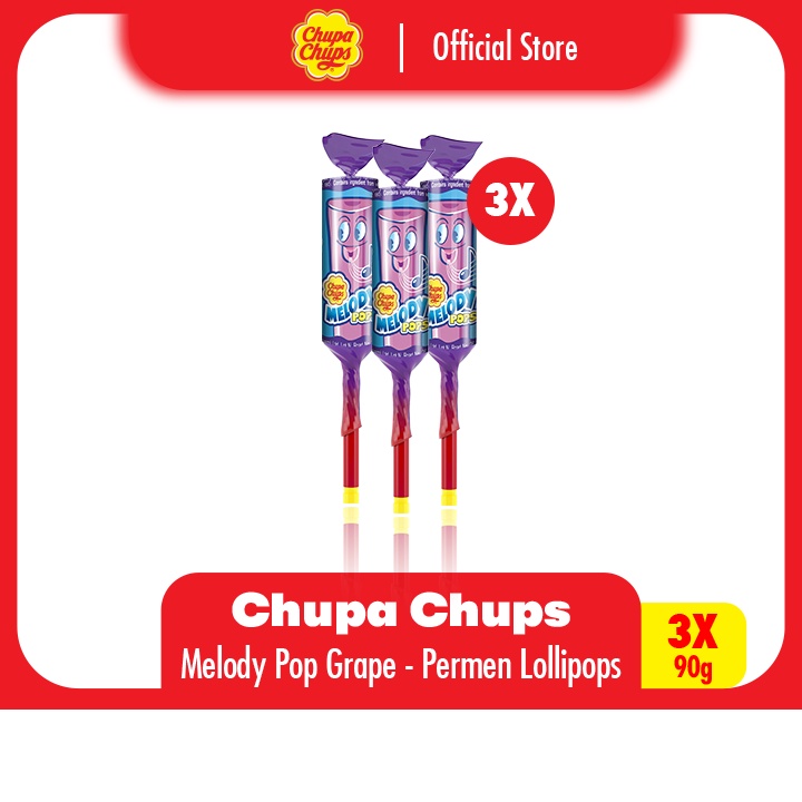 Jual Chupa Chups Melody Pop Grape 15g - Permen Stick Rasa Anggur (3pcs ...