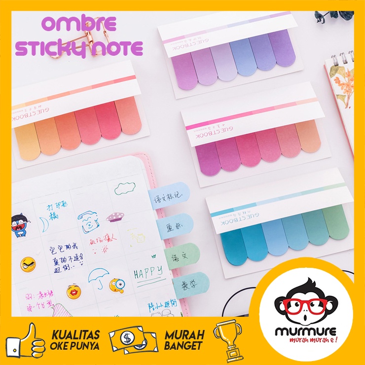 Jual MURMURE | STICKY NOTE BOOKMARK OMBRE COLOR PASTEL MEMO PEMBATAS ...