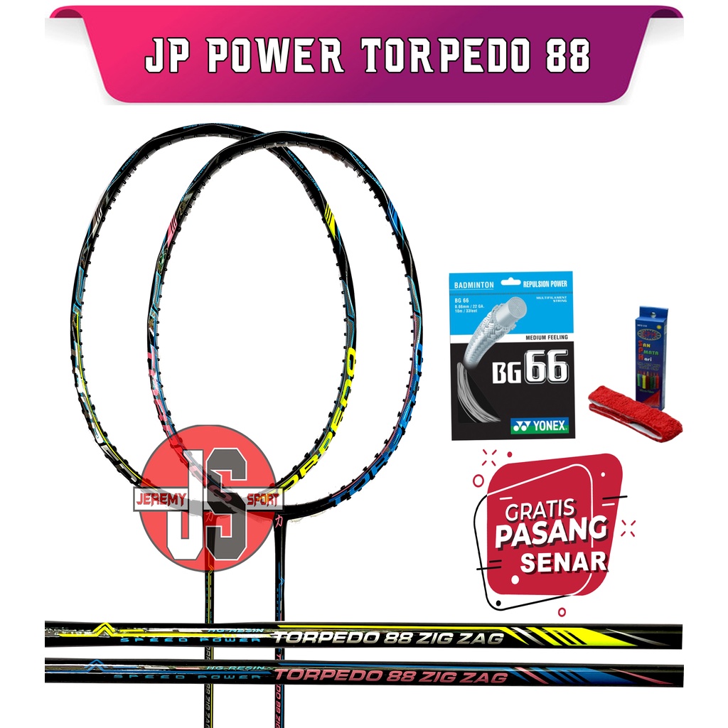 Jual Raket Badminton - Bulutangkis JP Power Torpedo 88 Zig Zag Original ...