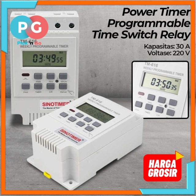 Jual Sinotimer Power Timer Programmable Time Switch Relay 220 V 30 A Tm616 Pgpr Shopee