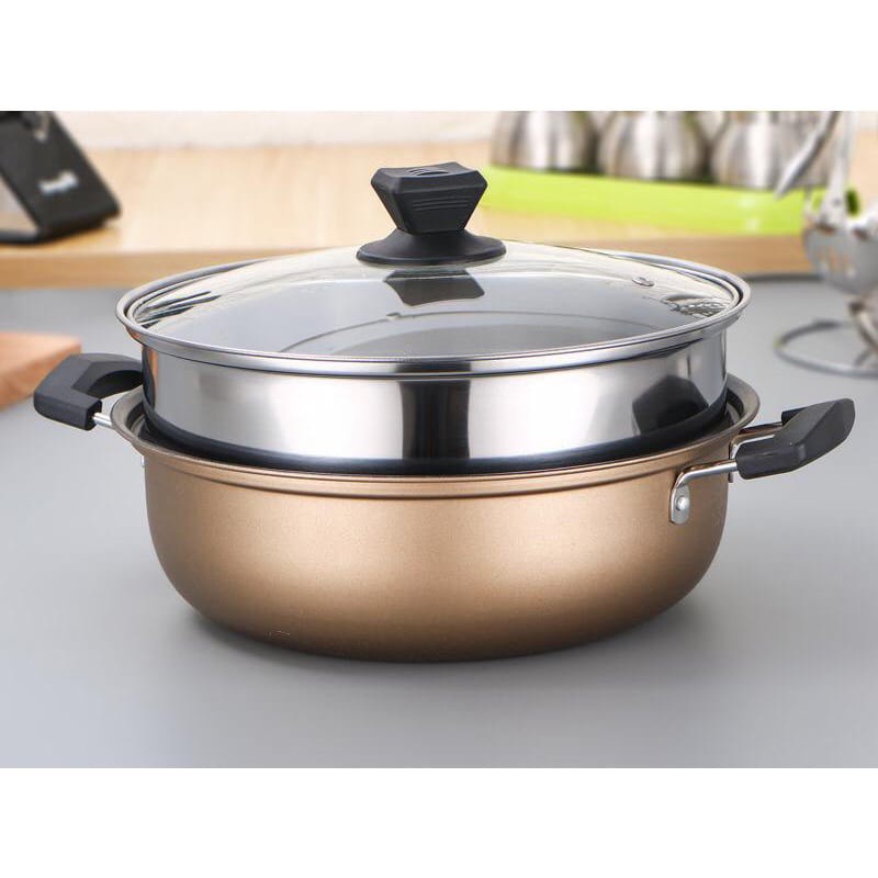 Jual PANCI KUKUS 2 SUSUN/ STEAMER STEINLESS TUTUP KACA PANCI SOMAY ...