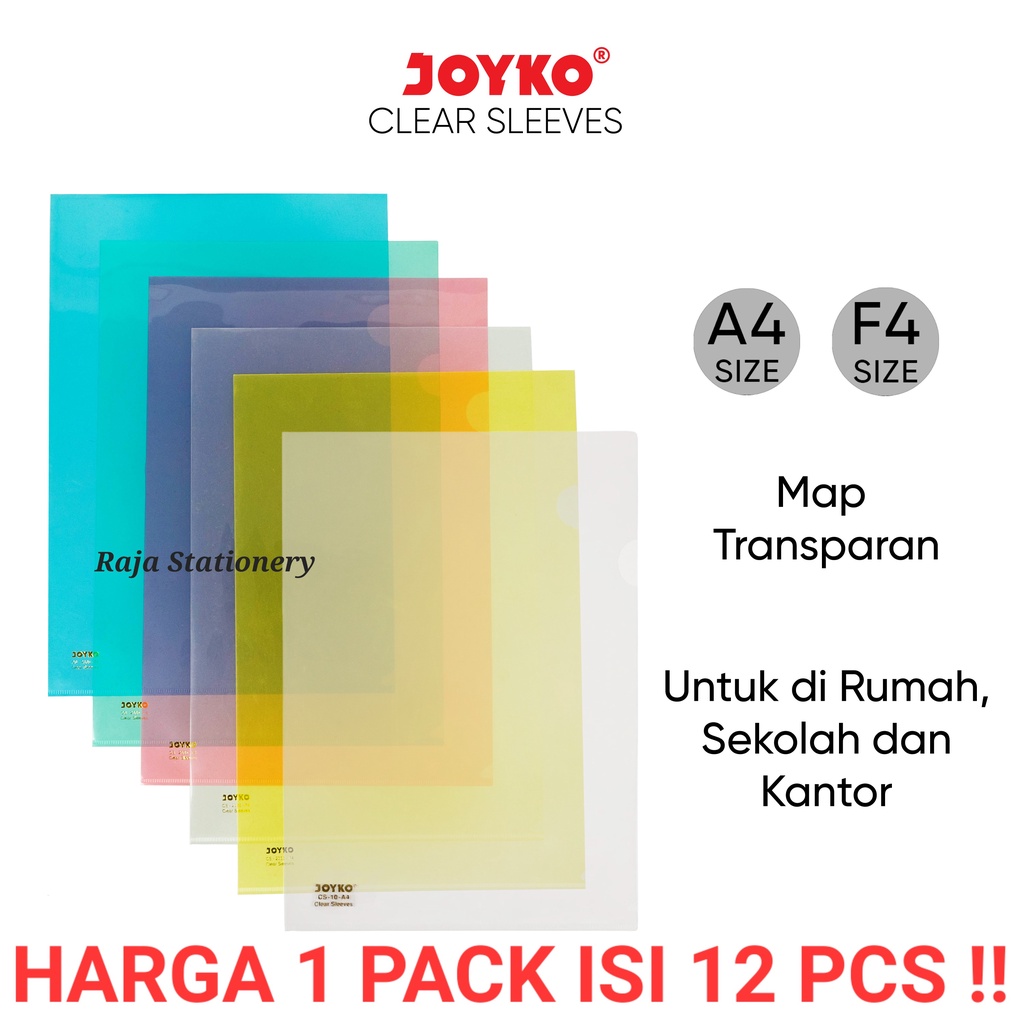 Jual JOYKO CLEAR SLEEVE A4 F4 MAP L FOLIO BENING TRANSPARENT JOYKO FOLIO FILE FOLDER LUSIN ...