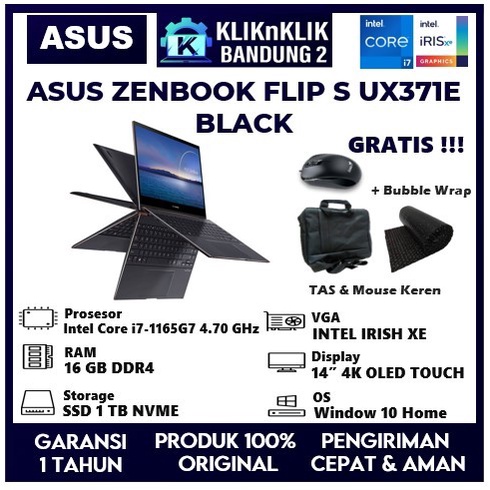 Jual LAPTOP TOUCHCREEN ASUS ZENBOOK FLIP S UX371E INTEL EVO i7 GEN 11 ...