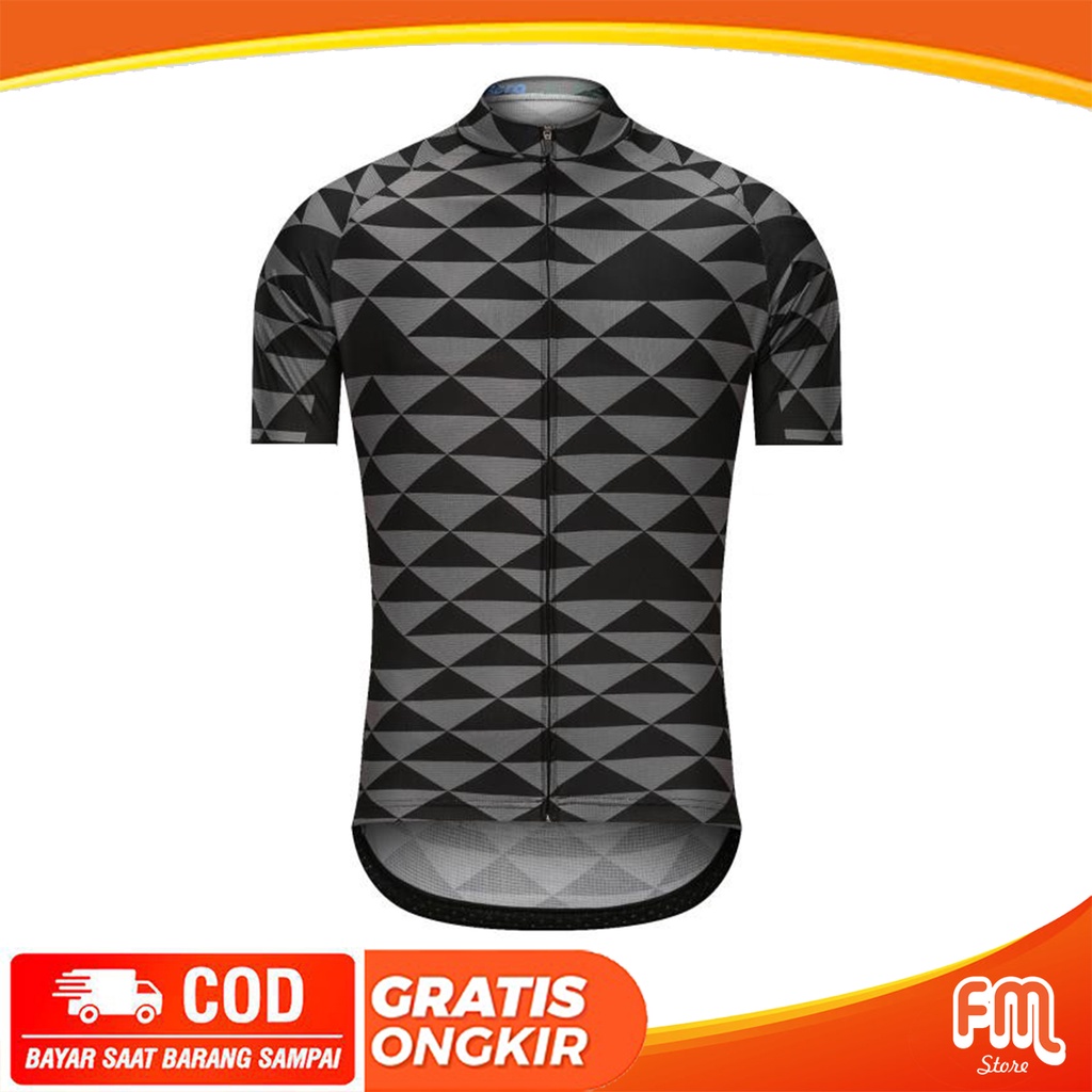 Jual Jersey Road Bike Black Grey Triangle Baju Sepeda MTB SELI | Shopee ...
