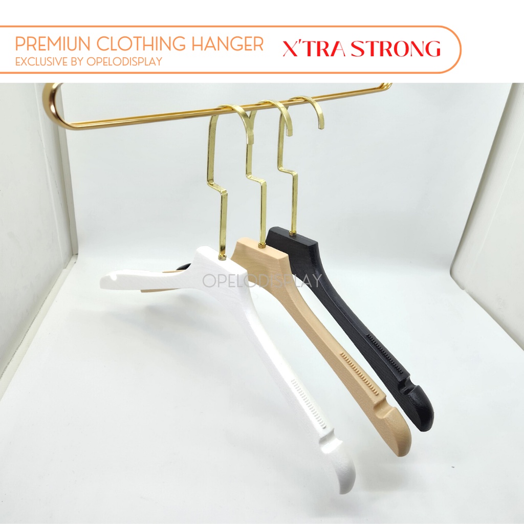 Jual HANGER BUTIK TEMY PREMIUM PLASTIK SOLID MOTIF SERAT KAYU HANGER ...