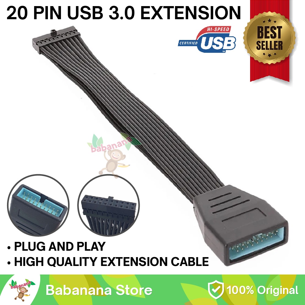 Jual Kabel usb 20 pin extension usb 3.0 extender motherboard pc 19 pin 20pin 19pin cable ...