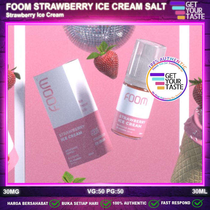 Jual Liquid FOOM Strawberry Ice Cream Salt Nic 30ML Saltnic Pods by ...