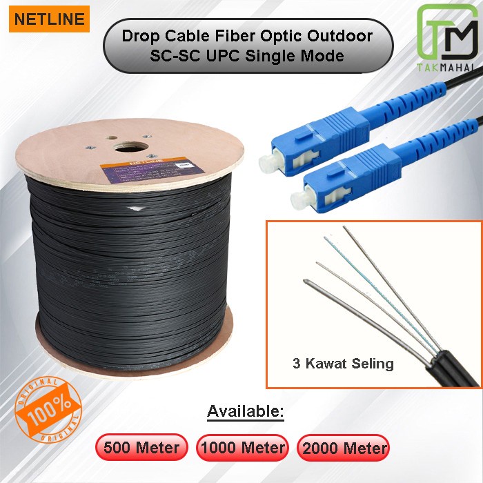 Jual Drop Cable Fiber Optic SC Single mode 2000m Outdoor Netline 2000 ...