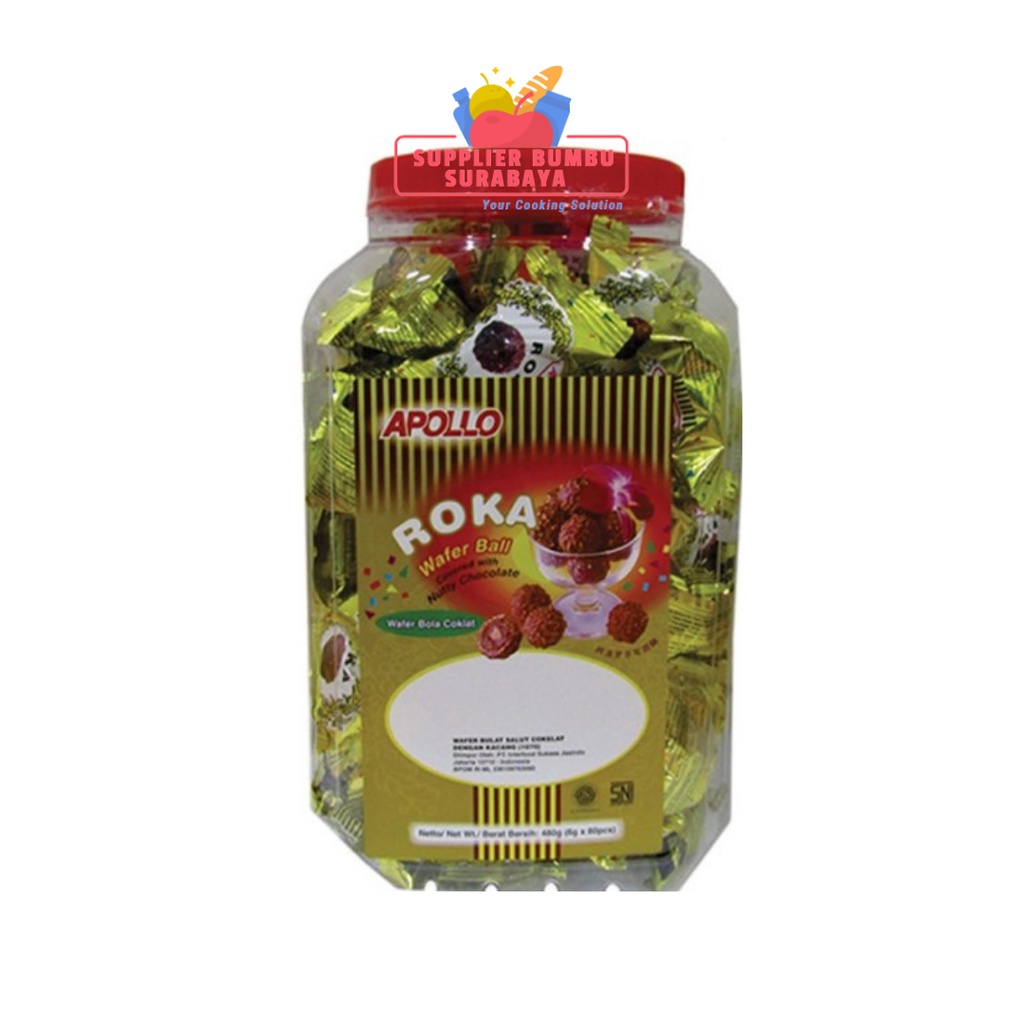 Jual Apollo Roka Wafer Ball Chocolate Kemasan Jar Toples 420g Isi 70 ...