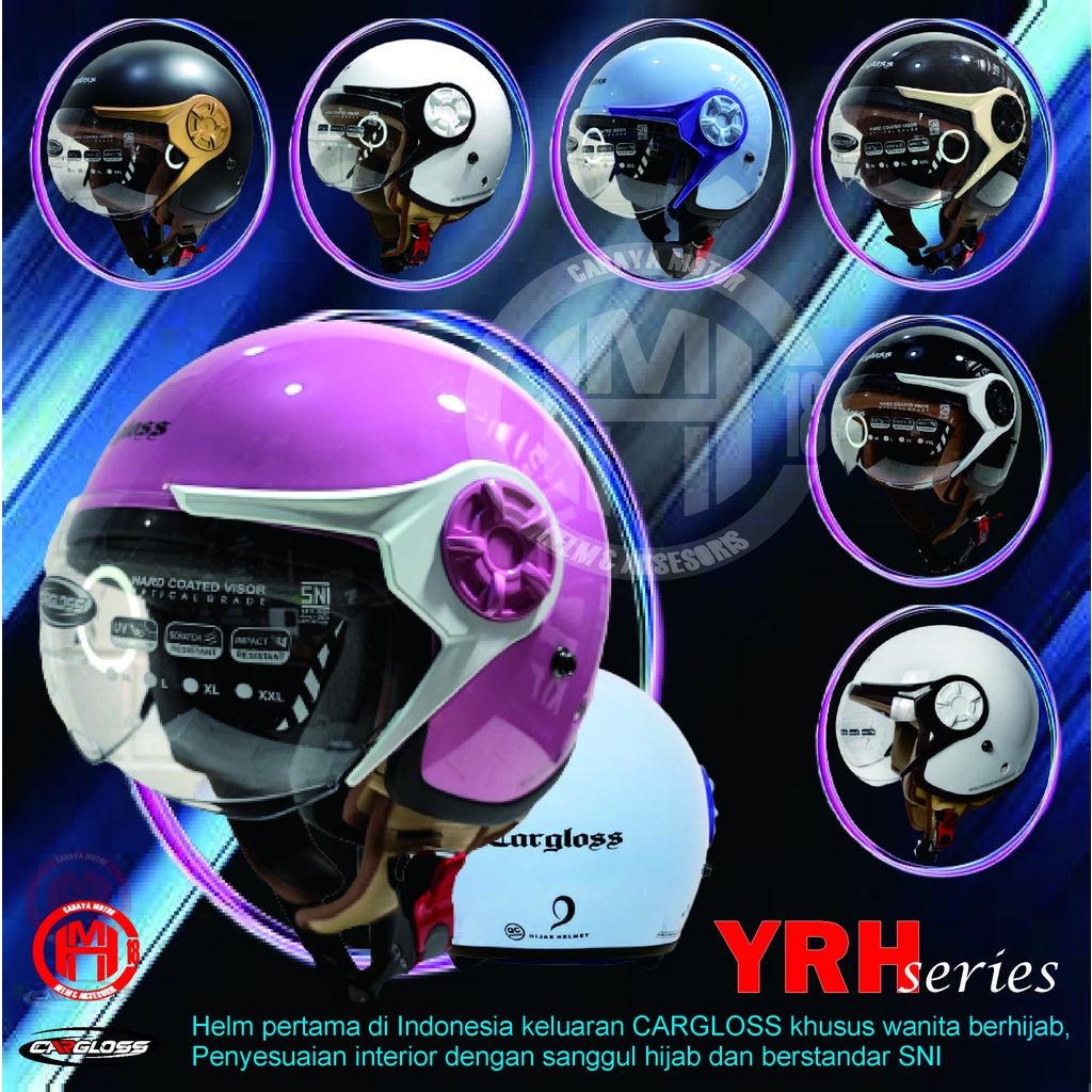 Jual HELM CARGLOSS YRH | HELM HIJAB | HELM RETRO ALL SIZE | Shopee ...
