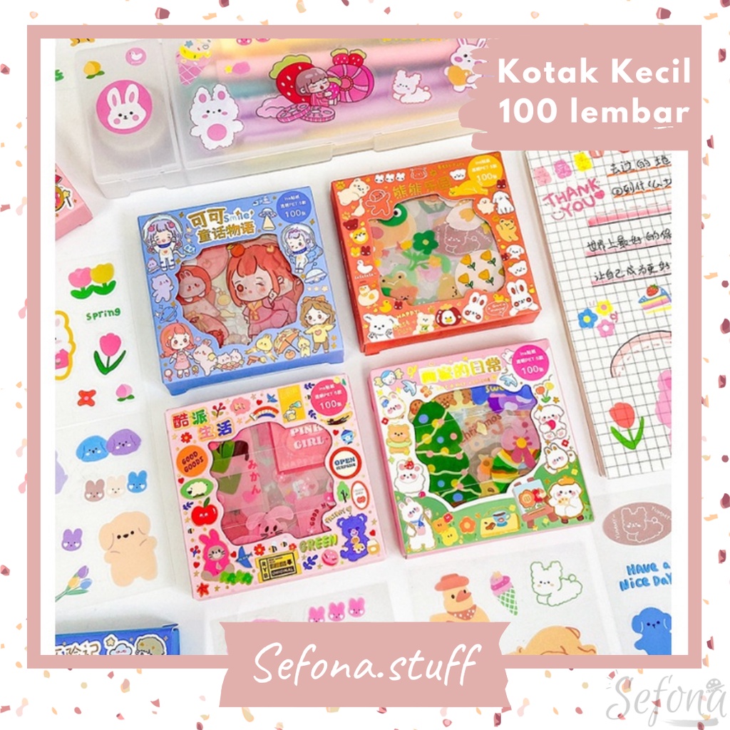 Jual [Kotak Kecil] 100 Lembar Stiker Box Motif Kartun Momo, Bobo ...