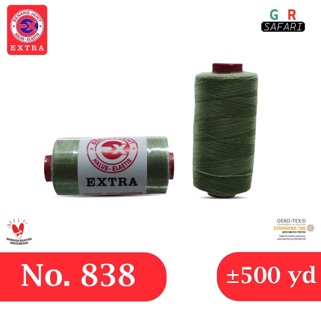Jual Benang Jahit Extra Warna Hijau No. 838 - 500yard | Shopee Indonesia