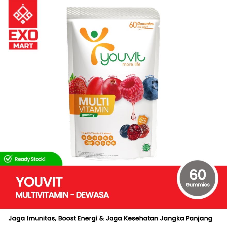 Jual YOUVIT - MULTIVITAMIN Dewasa Gummy 60 Gummies - Kemasan BESAR | Shopee Indonesia