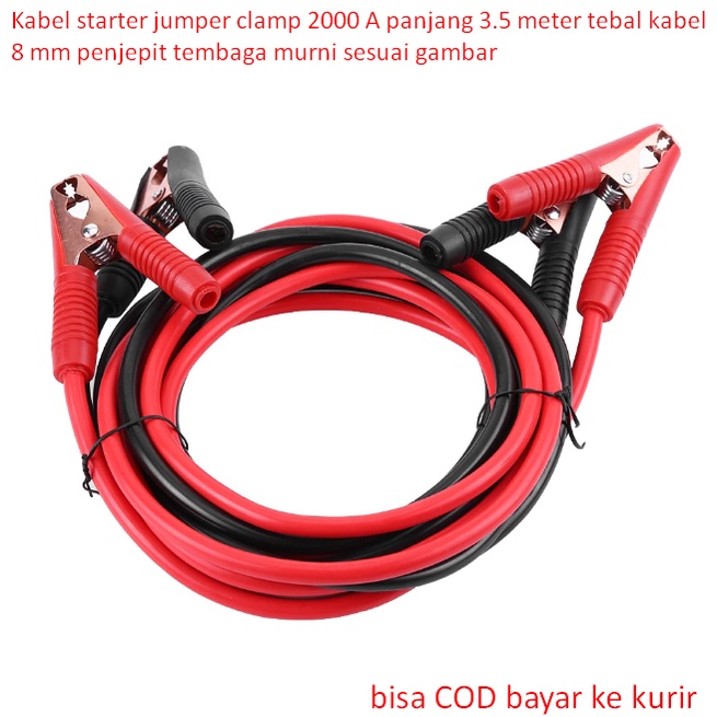 Jual Kabel starter jumper clamp 2000 A panjang 3.5 meter tebal kabel 8 mm penjepit tembaga murni ...