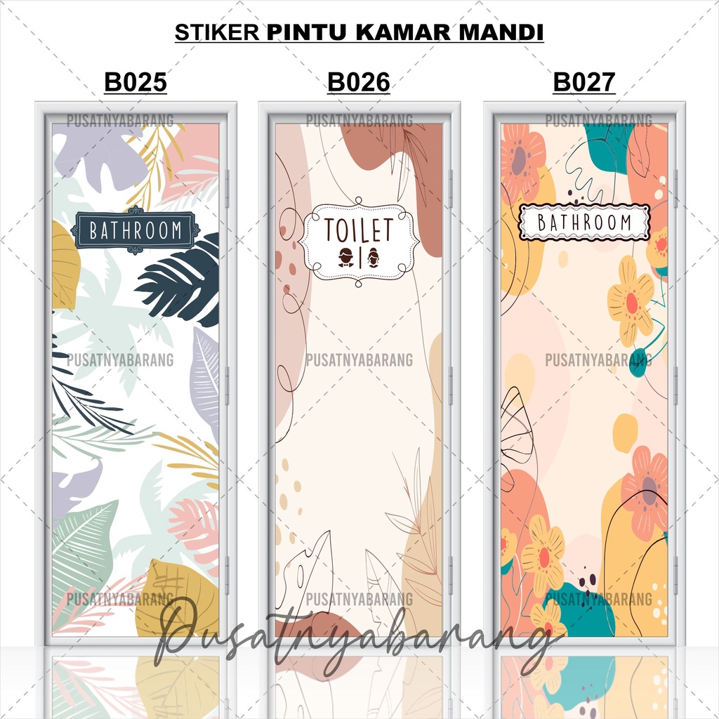 Jual Sticker pintu kamar mandi sticker dinding stiker Toilet Motif Daun ...