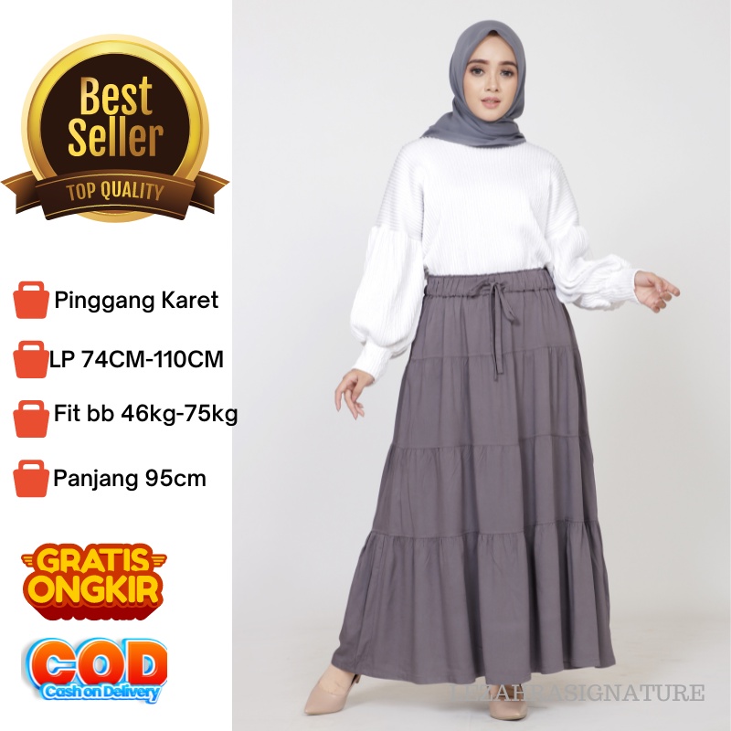 Jual Bawahan Muslim Wanita Rok Panjang Katun susun umpak fit XXL jumbo ...