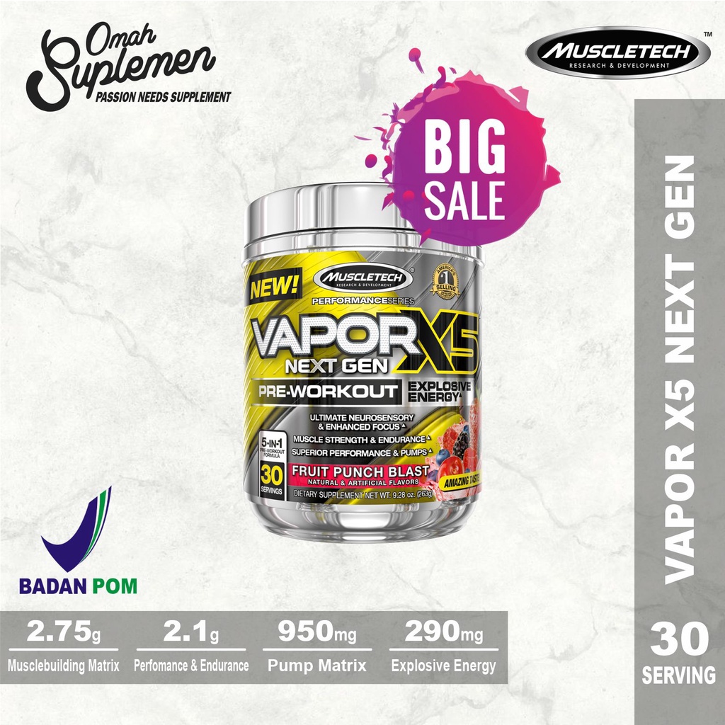 Jual Muscletech Vapor X5 Next Gen 30 serving preworkout | Shopee Indonesia