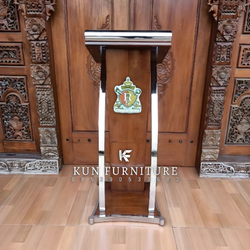 Jual PODIUM MIMBAR PIDATO STAINLESS PODIUM PIDATO MINIMALIS KAYU JATI ...