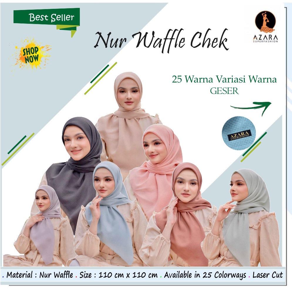 Jual Hijab Size 110x110 Jilbab Segi Empat Polos Nur Waffle Chek by ...