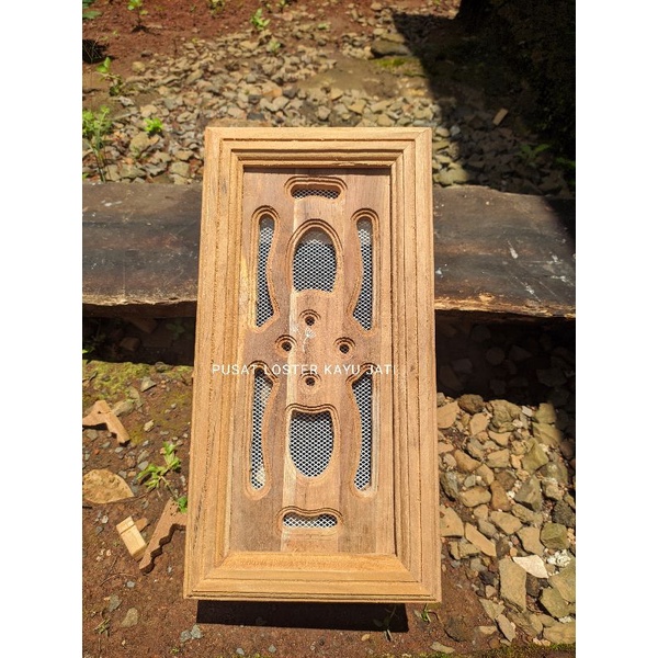 Jual loster kayu jati mix motif + jaring kawat nyamuk ukuran 33x16 cm ...