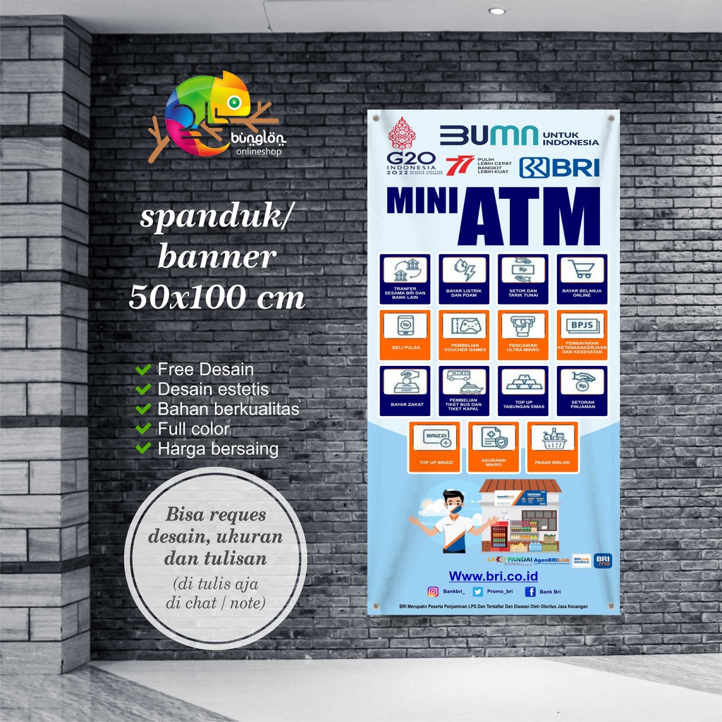 Jual Spanduk, Banner Plang Mini ATM BRI | Shopee Indonesia
