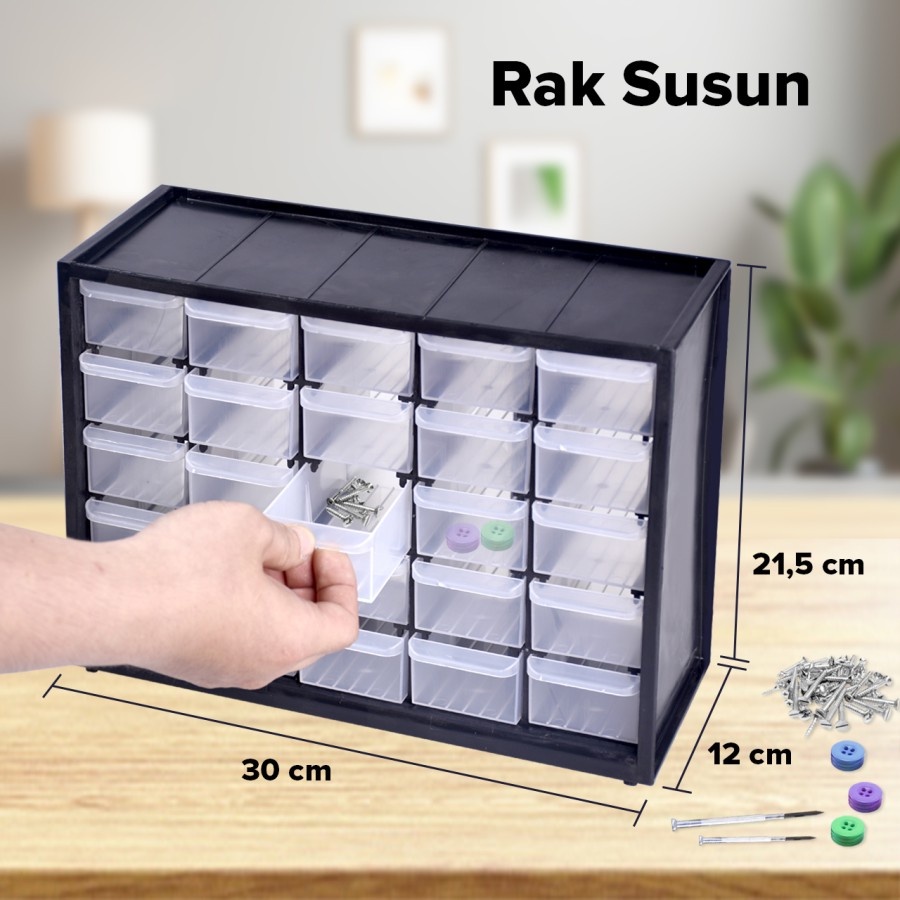 Jual KENMASTER Rak Susun Komponen 25 Slot ( Partisi ) Kotak Spare Part ...