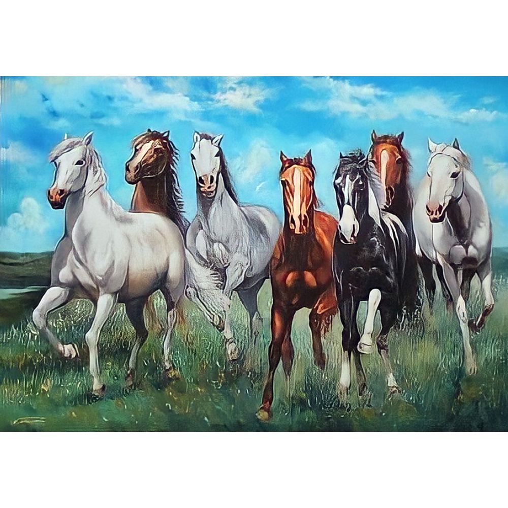 Jual LUKISAN POSTER CETAK KUDA 8 EKOR FENGSHUI XTRA BESAR UKURAN ...