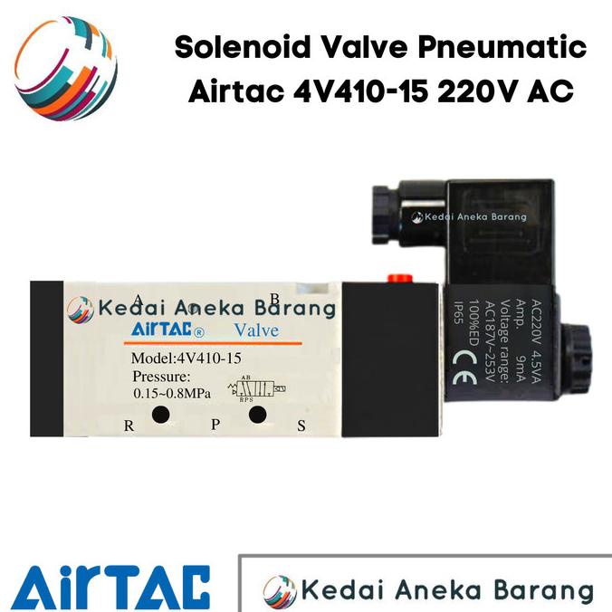 Jual Solenoid Valve Airtac 4V410-15 4V410 15 220V AC / 24V DC Pneumatic ...