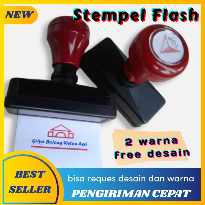 Jual Stempel Flash Otomatis Custom 2 Warna | Shopee Indonesia