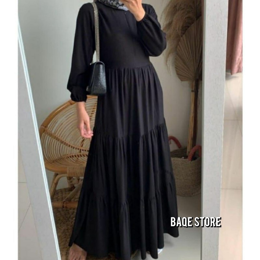 Jual Hanum dress premium /dress polos /dress busui /gamis busui/ dress rayon/All Size | Shopee ...