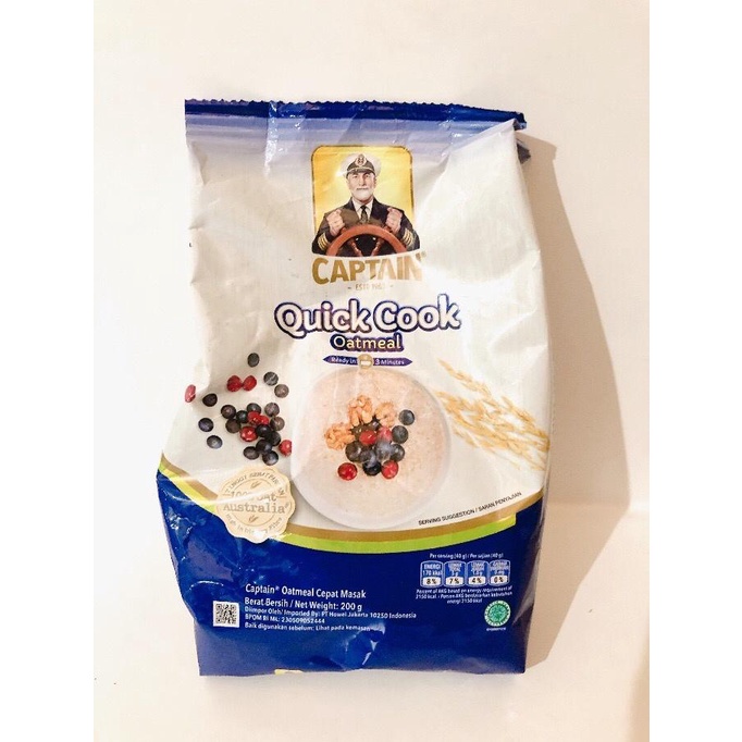 Jual Captain Oat Quick Cook Oatmeal Biru 200g | Shopee Indonesia