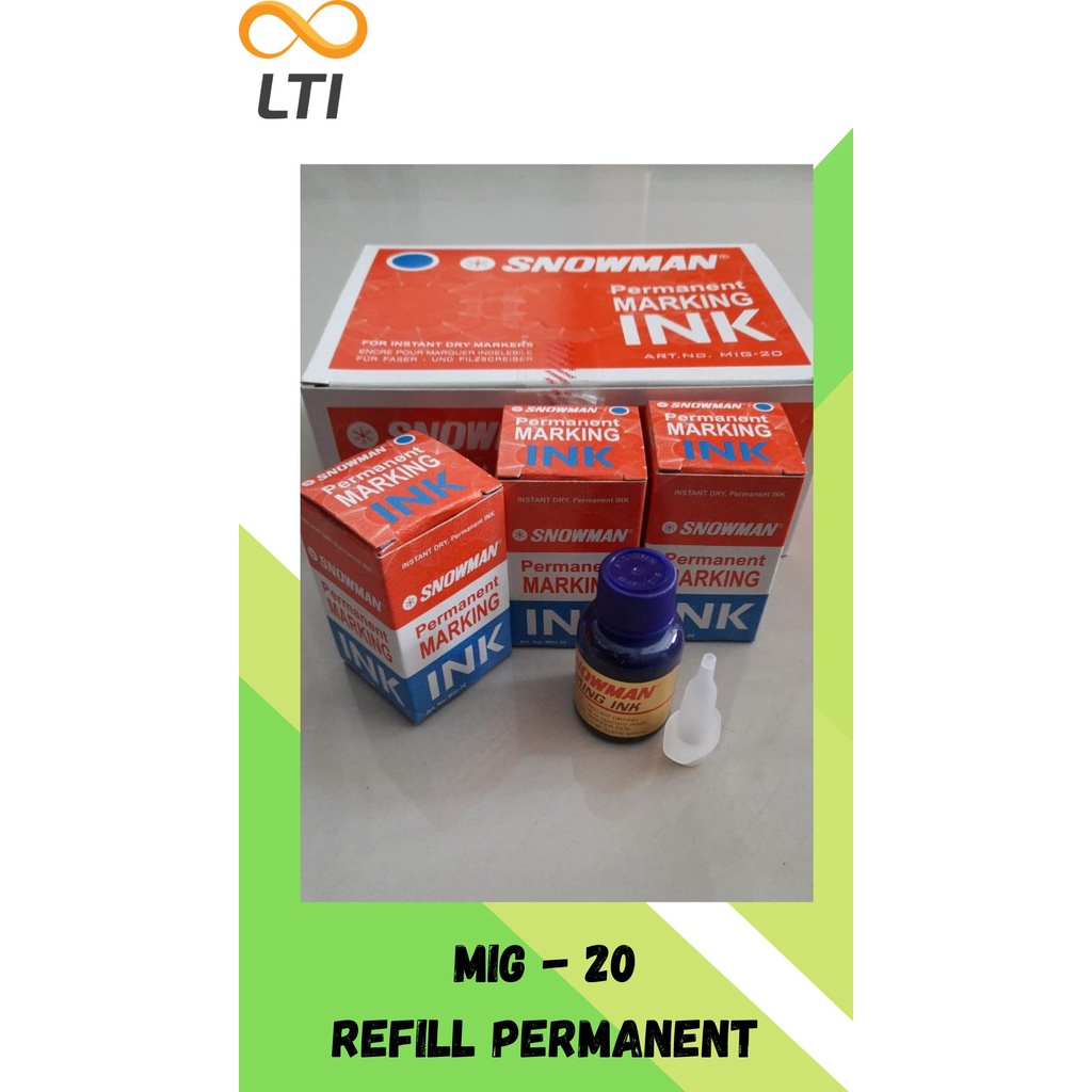 Jual Refill Tinta Snowman Permanen Marking Ink MIG - 20 - HEMAT ...