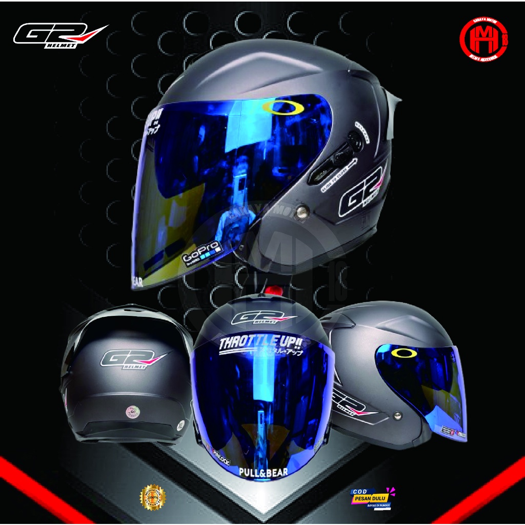 Jual PAKET GANTENG HELM G2 OPTIMAX SOLID|HALF FACE DOUBEL VISOR|MODEL ...