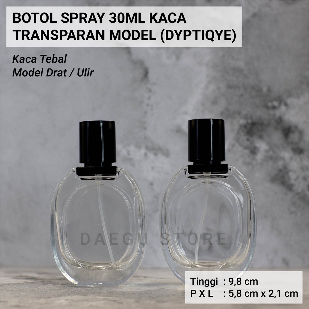 Jual Botol Parfum 30ml Spray Kaca Tebal Transparan Oval Refill Travel ...