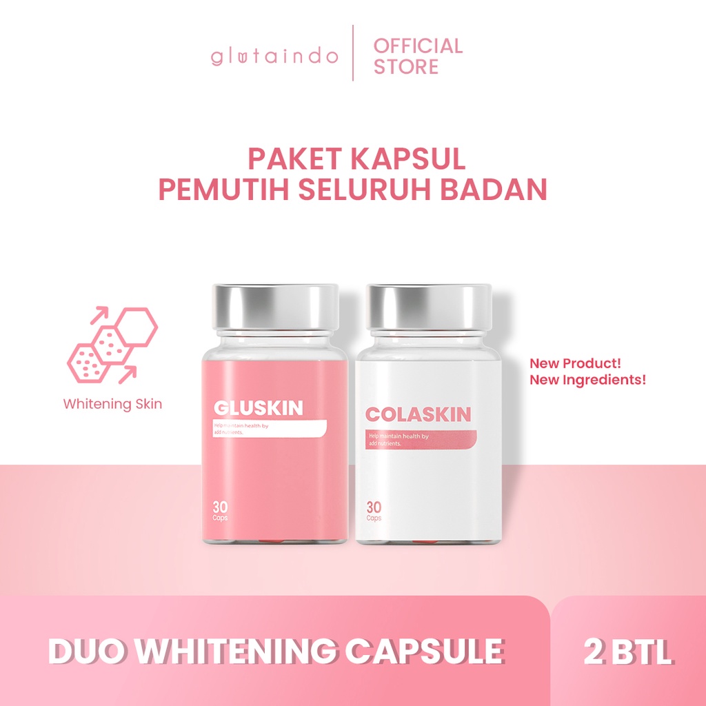 Jual Duo Whitening Suplemen / Kapsul Pemutih Badan Seluruh Tubuh Gluskin + Collaskin | Shopee ...