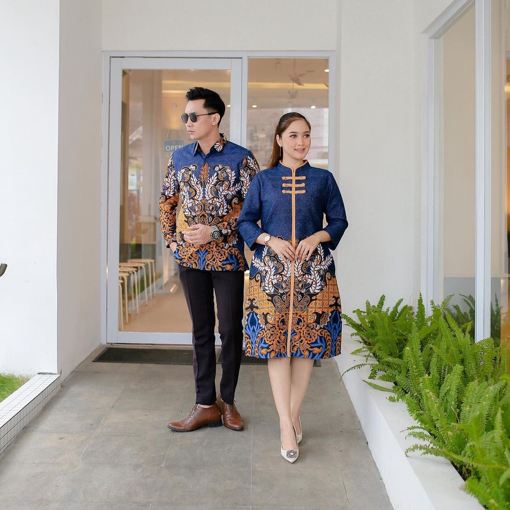 Jual Benang Raja Batik Couple Pria Wanita Motif Pari Mas Sogan | Shopee ...