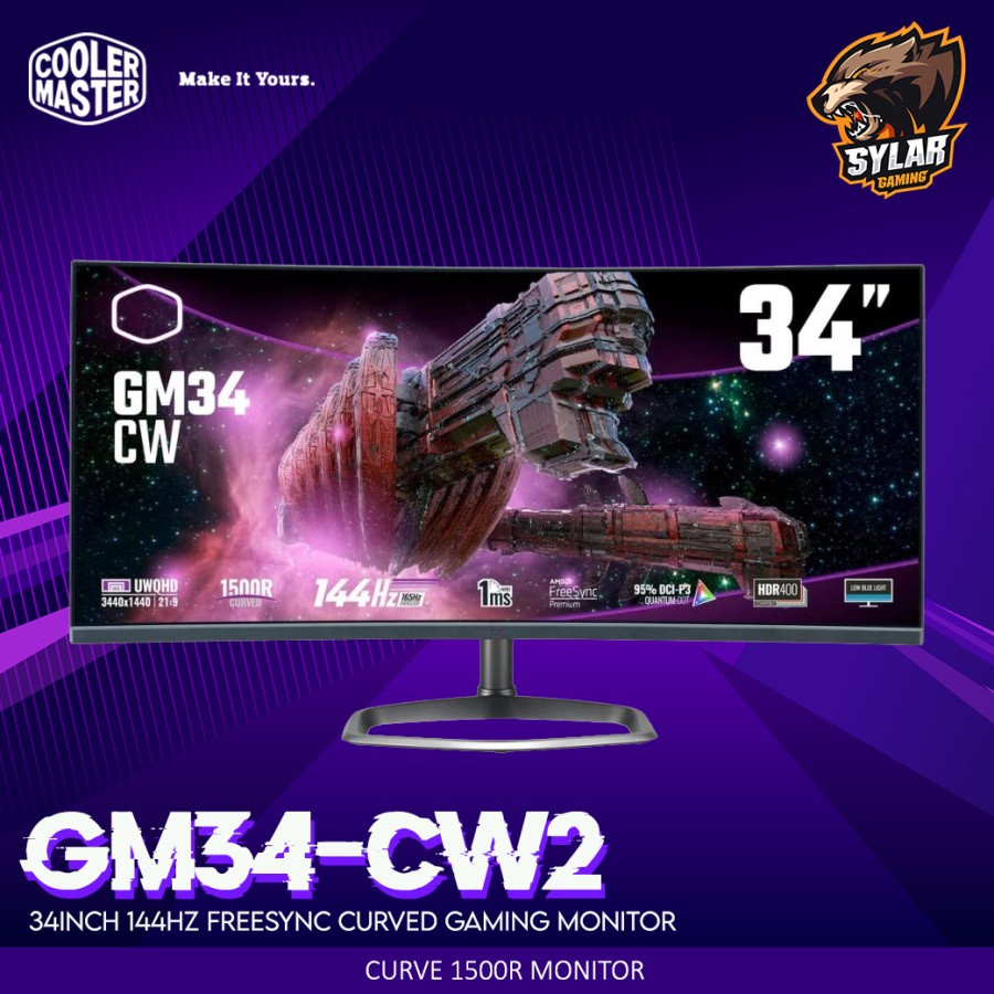 Jual Cooler Master GM34-CW2 34inch 144Hz FreeSync Curved Gaming Monitor ...