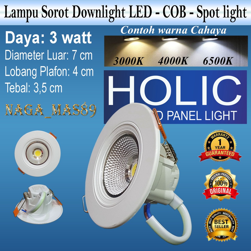 Jual Lampu Downlight LED COB Spot light 3 watt ( HLC-TD-COB ) | Shopee Indonesia