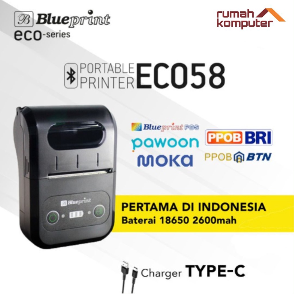 Jual Printer Thermal Mini Bluetooth Blueprint ECO 58 - Printer ...